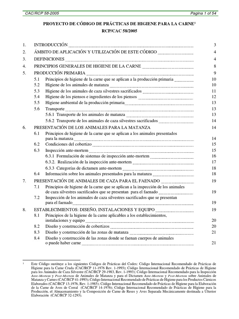Codex Alimentarius Carne | PDF | Análisis de Riesgo y Puntos Críticos ...
