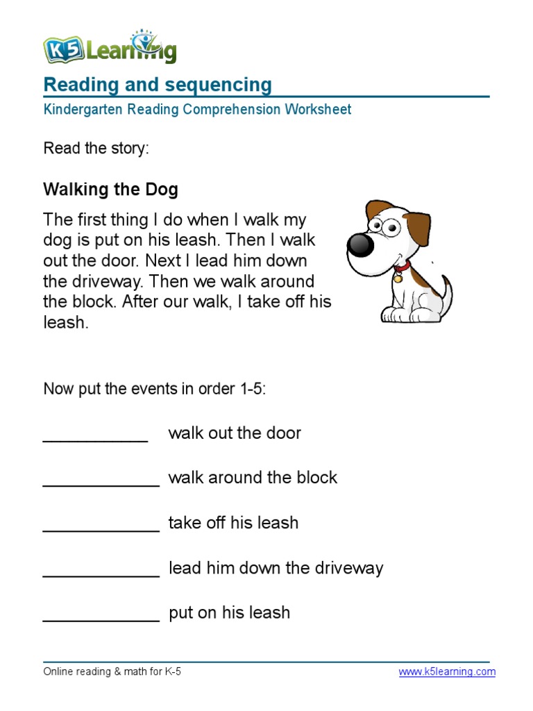 Kindergarten Reading Comprehension - Sequencing Worksheet-1 | PDF