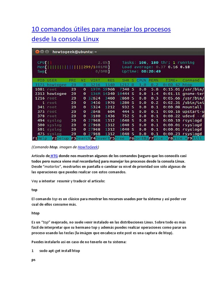 10 Comandos Útiles para Manejar Los Procesos Desde La Consola Linux ...