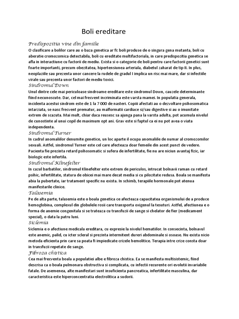 Boli Ereditare | PDF