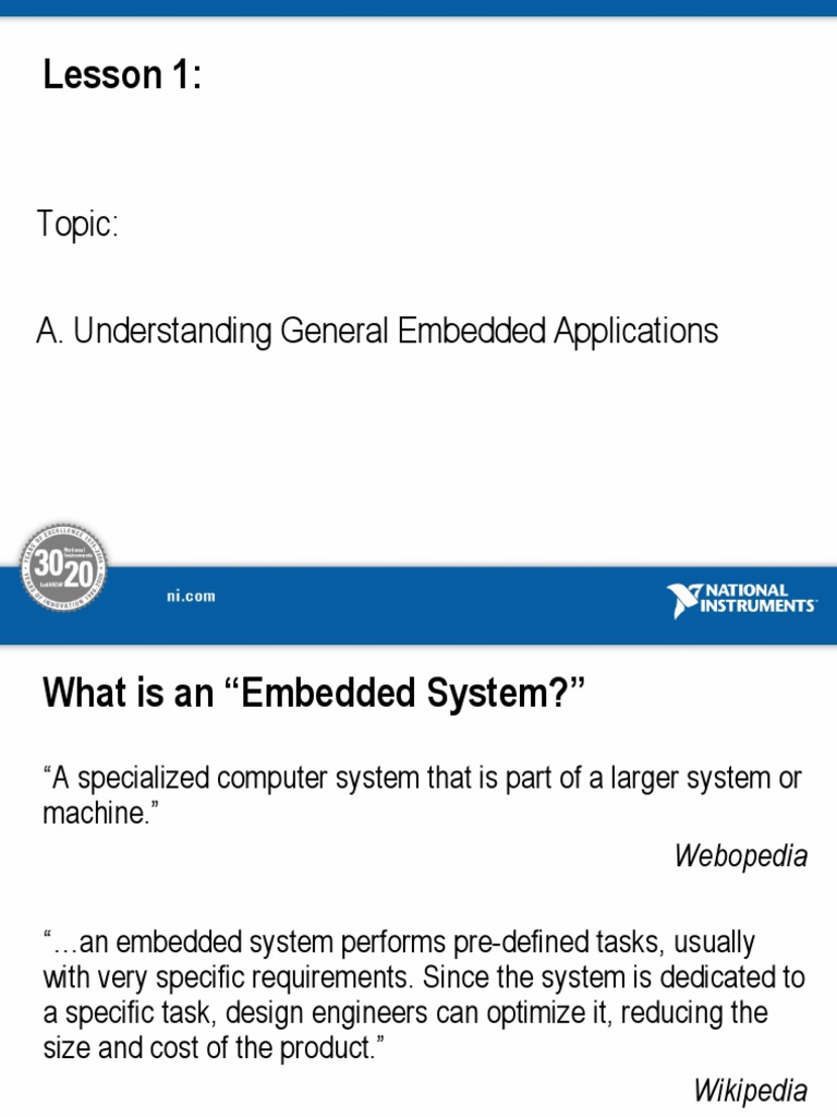 Lesson 1:: Topic: A. Understanding General Embedded Applications | PDF ...