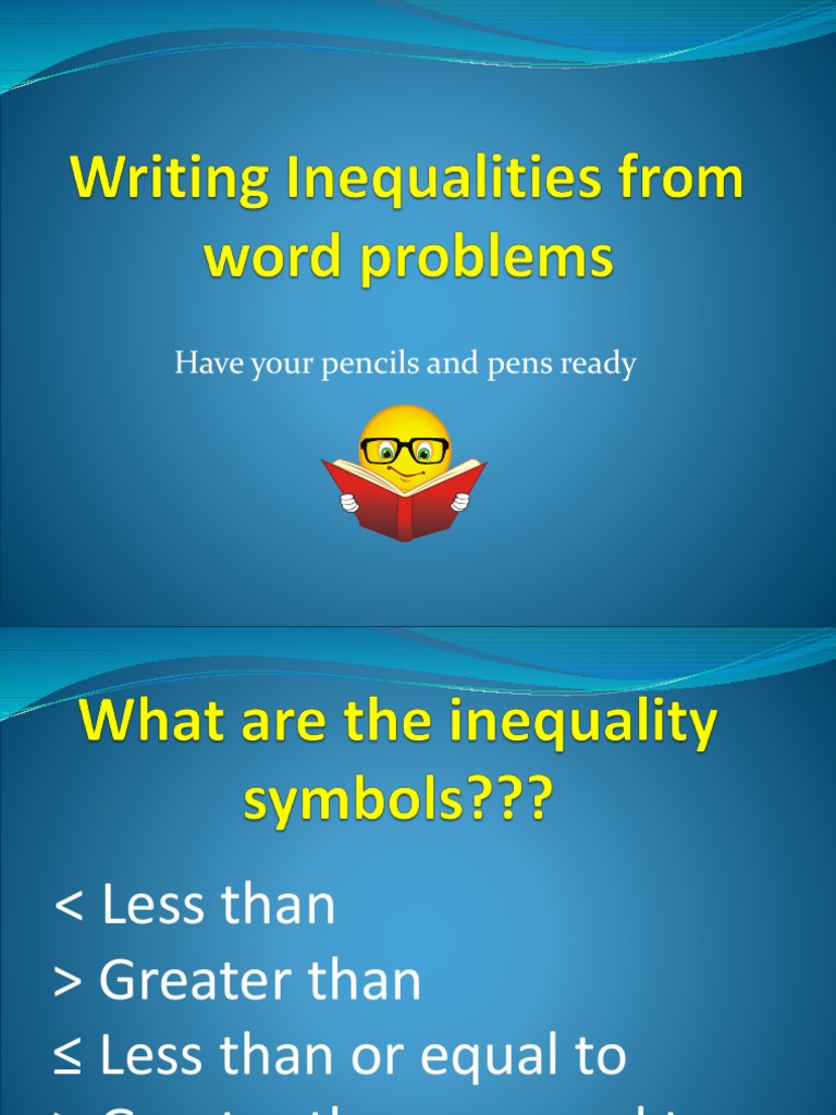 Writing Inequalities From Word Problems | PDF | Fee | Inequality ...