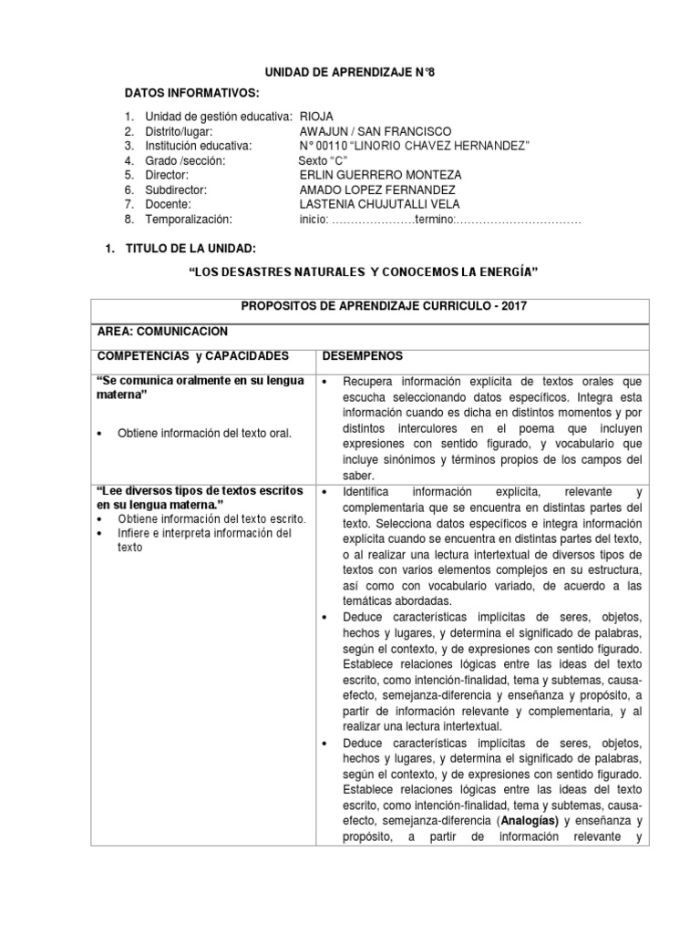 Unidad de Aprendizaje 6°octubre-2017 1 | PDF | Decimal | Información