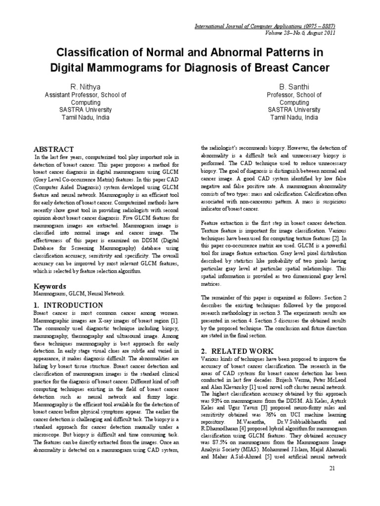 Nithya, R., & Santhi, B. (2011) - Classification of Normal Abnormal ...