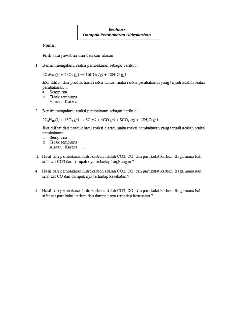 Evaluasi Dampak Pembakaran Hidrokarbon | PDF