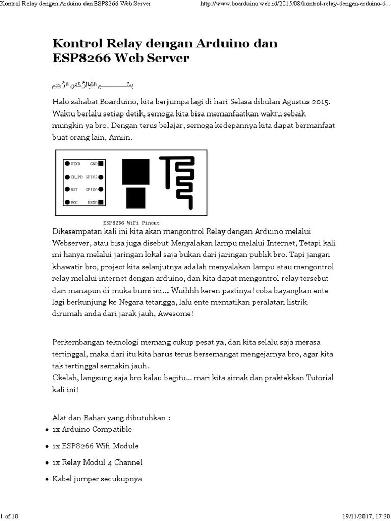Kontrol Relay Dengan Esp8266 | PDF