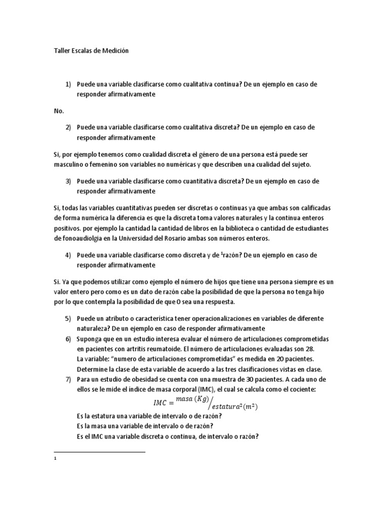 Clasificación de Variables en Investigación | PDF | Índice de masa ...