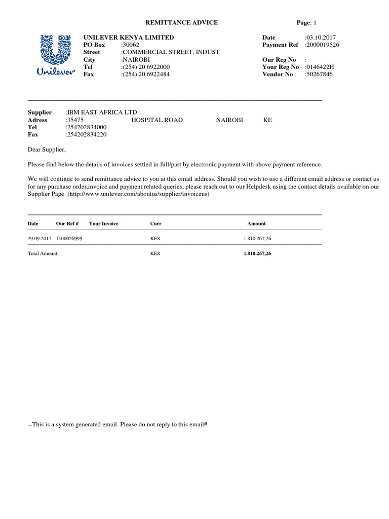 Remittance Advice Payment Details | PDF