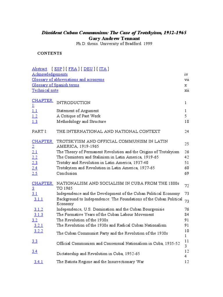 Gary Tennant, Cuban Trotskyism, 1932-1965 PDF | PDF | Communism | Cuba