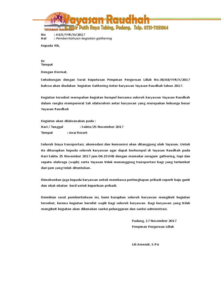 Surat Undangan Gathering | PDF
