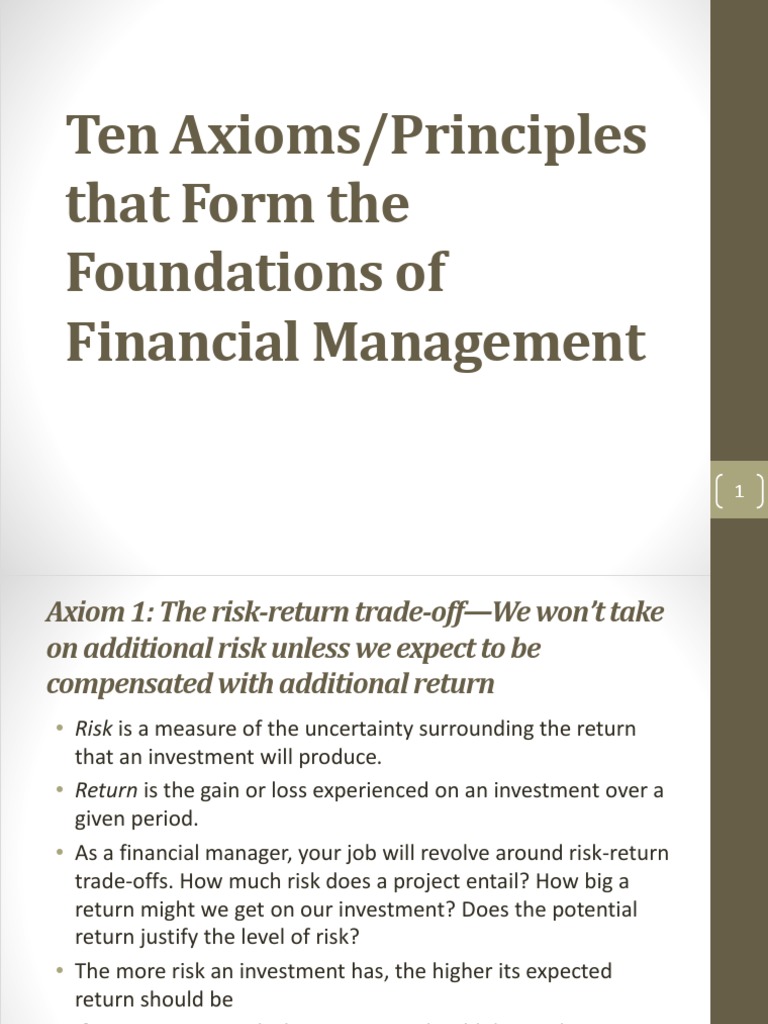 Ten Axioms, Principles in Finance | Investing | Taxes