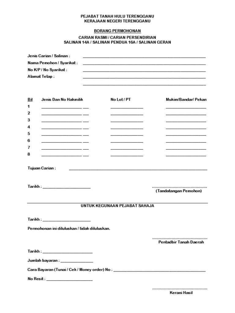 Borang Carian Rasmi | PDF