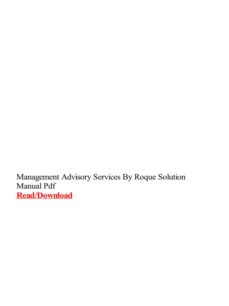 Management Advisory Services by Roque Solution Manual PDF | PDF ...