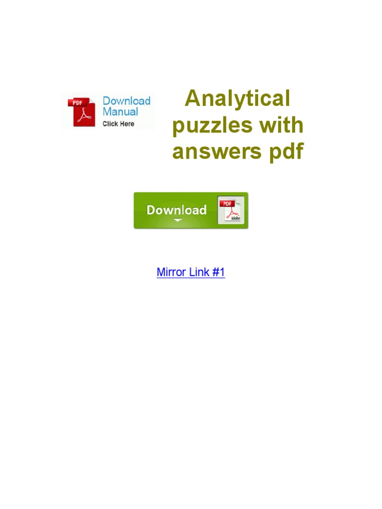 Analytical Puzzles With Answers | PDF | Portable Document Format ...