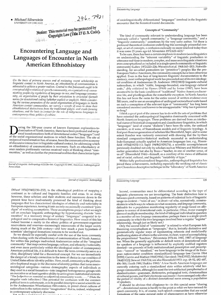 Silverstein - Encountering Language and Languages of Encounter in North ...