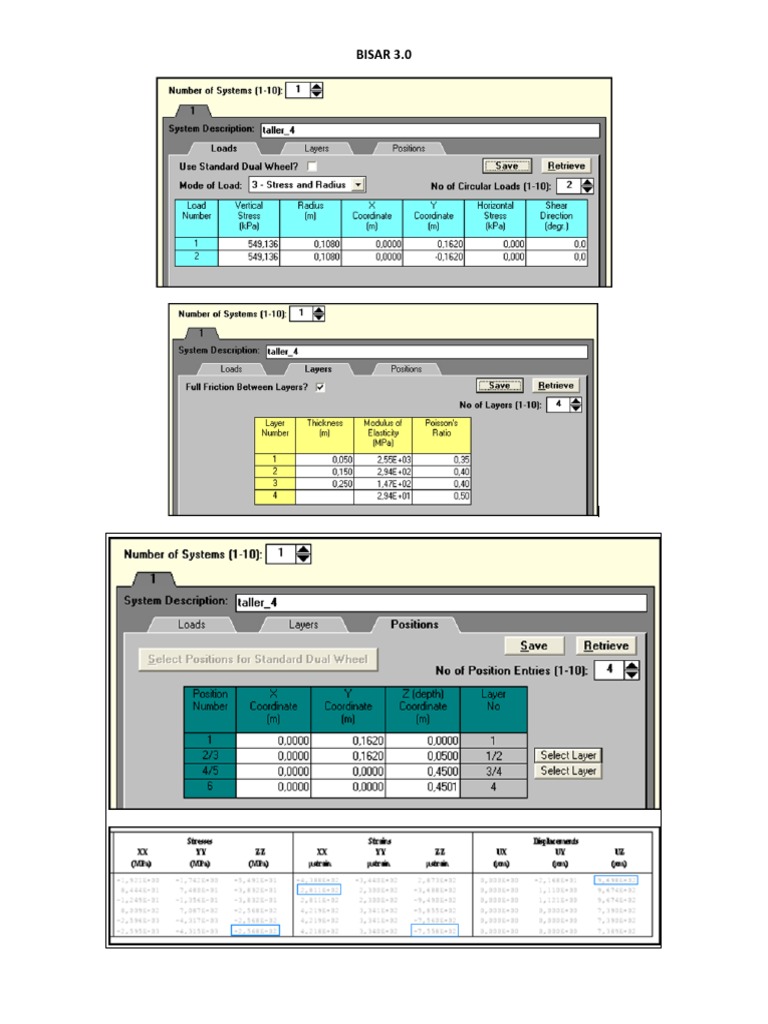 Carga de Datos Software BISAR 3.0 y WinJULEA (PAVIMENTOS) | PDF