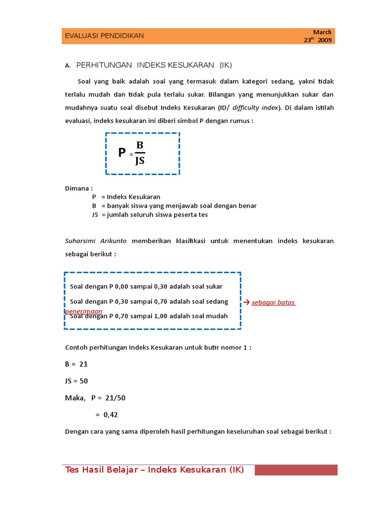 1c. Indeks Kesukaran THB | PDF