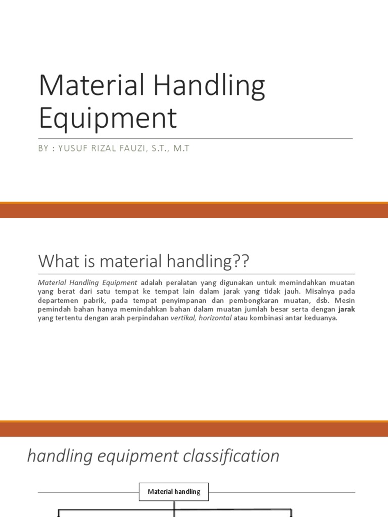 Peralatan Material Handling dan Klasifikasinya | PDF