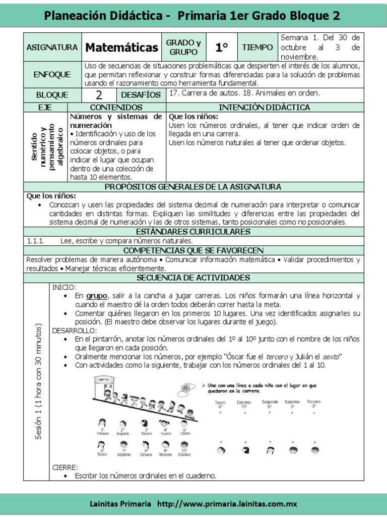 Plan 1er Grado - Bloque 2 Matemáticas (2017-2018) | PDF | Sustracción ...