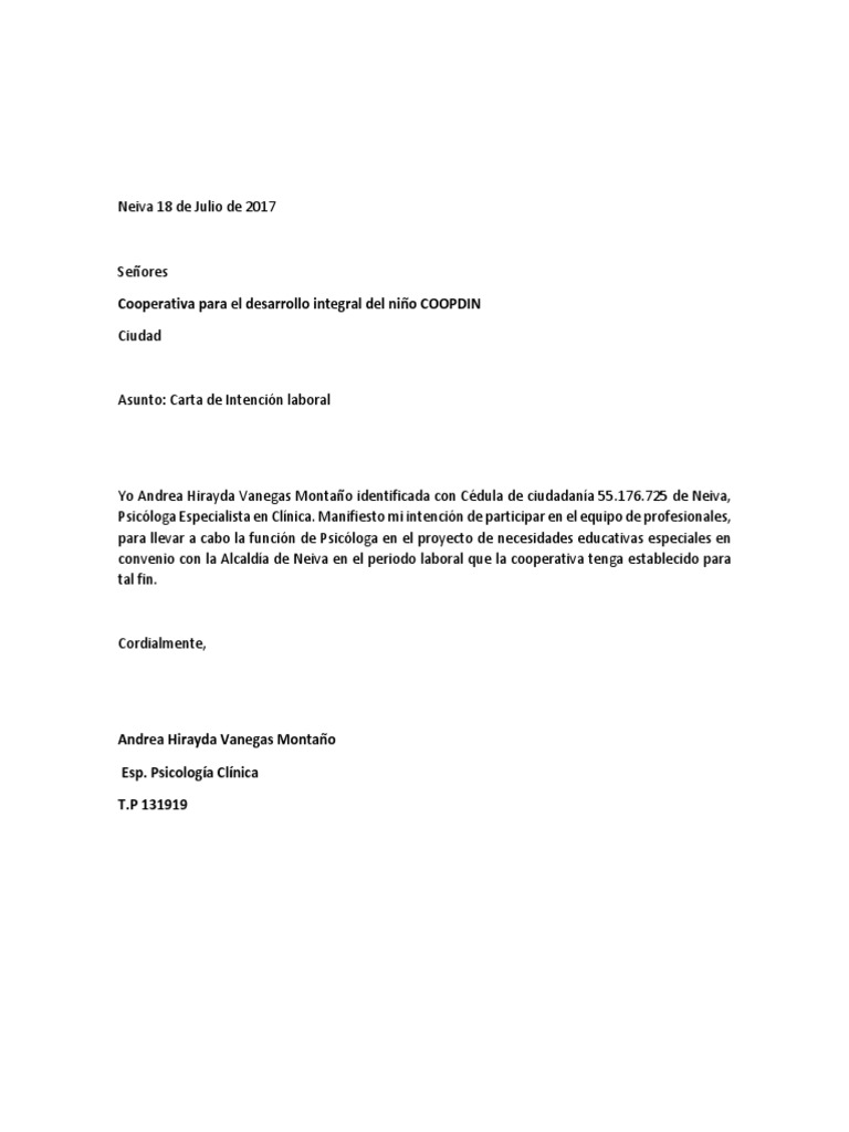 Carta de Intención | PDF