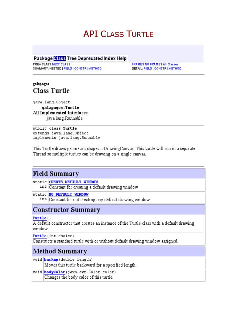 Turtle Documentacion API | PDF | Constructor (Object Oriented Programming) | Programming