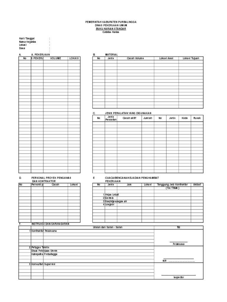 Contoh Buku Harian Standar | PDF