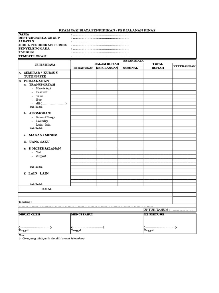 Form Perjalanan Dinas - Kosong-New | PDF | Bisnis | Komputer