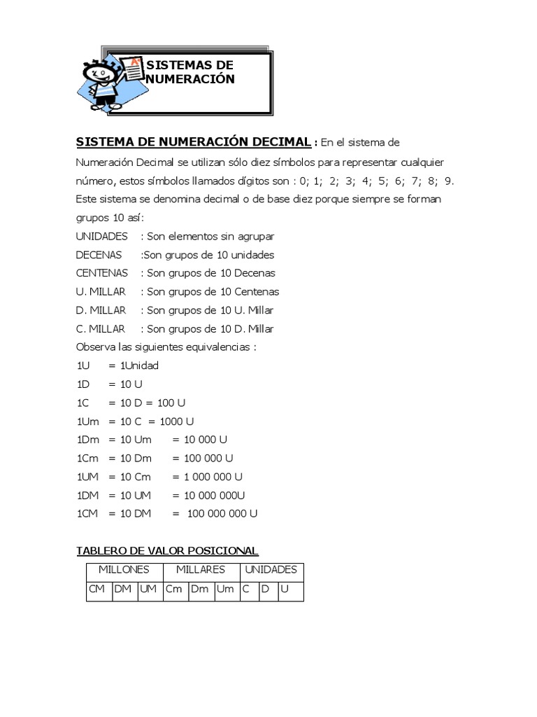 Sistema de Numeración Decimal | PDF | Decimal | Notación