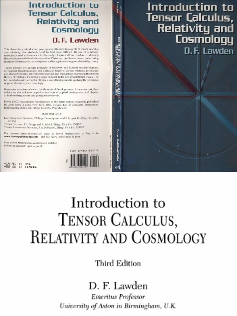 D. F. Lawden-Introduction To Tensor Calculus, Relativity and Cosmology-Dover Publications (2003 ...