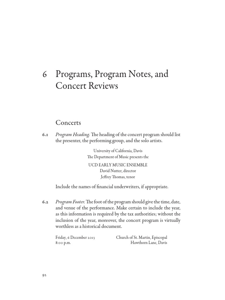 Holoman - Writing About Music - Programs, Program Notes and Concert ...