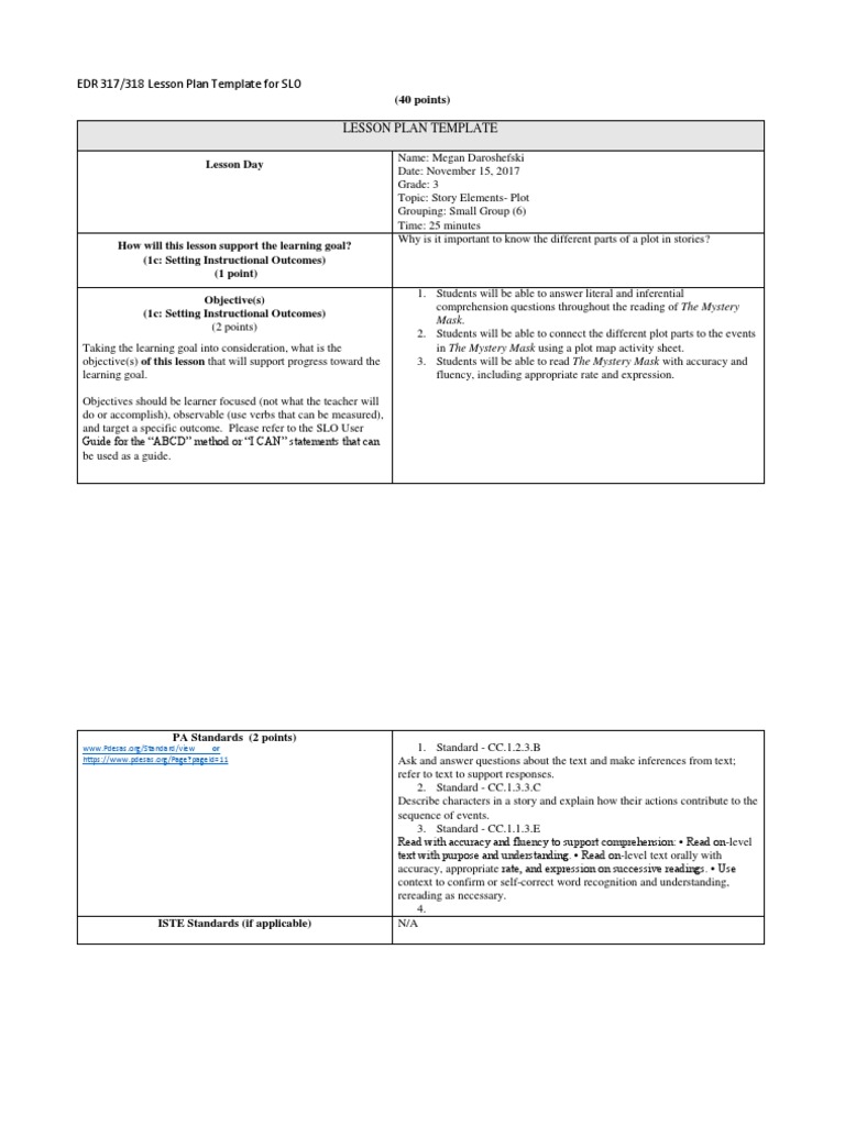 Guided Reading - Plot Lesson Plan | PDF | Educational Assessment ...