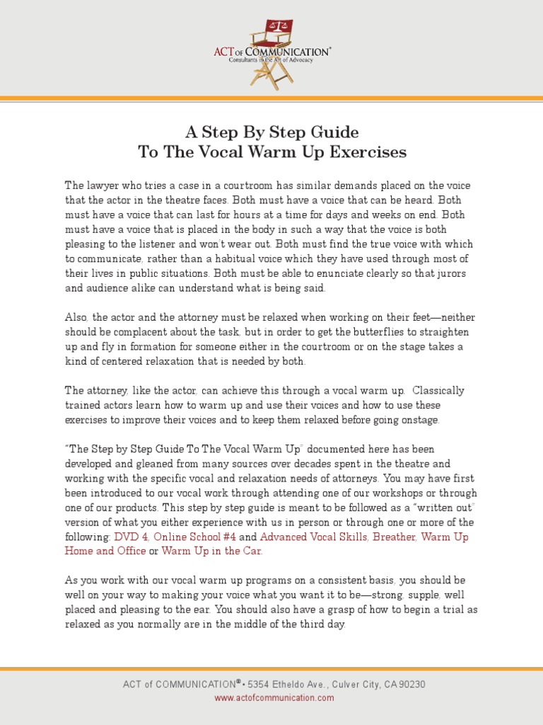 A Step by Step Guide To The Vocal Warm Up Exercises PDF | PDF