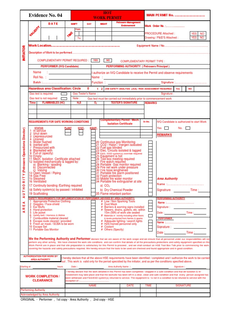 06 Hot Work Permit | PDF | Safety | Nature