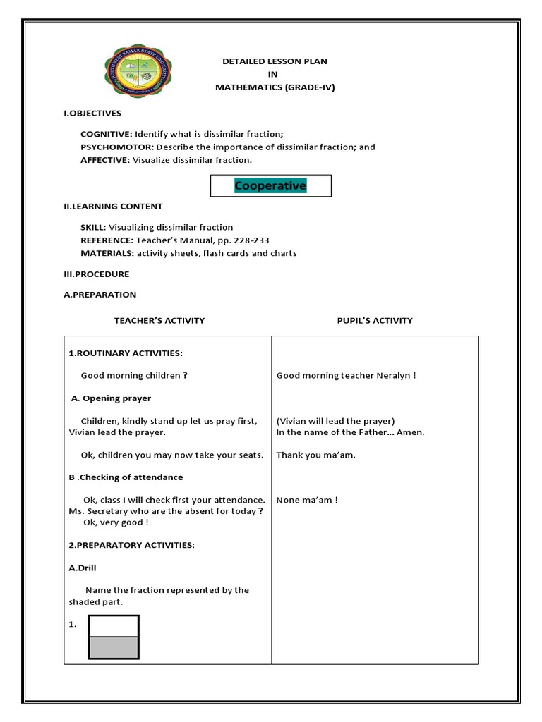 Mathematics Lesson Plan !!! | PDF | Fraction (Mathematics) | Cognition