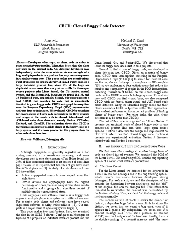 2012 CBCD Cloned Buggy Code Detector | PDF | Vertex (Graph Theory ...