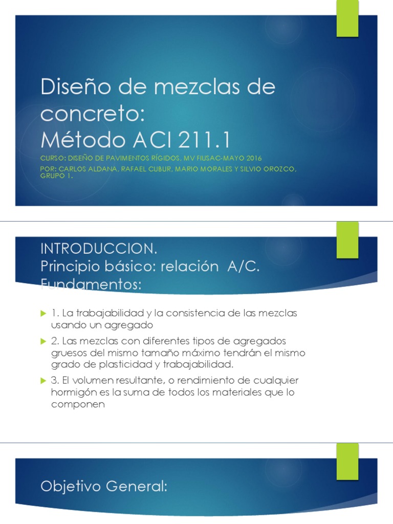 Diseño de Mezclas de Concreto METODO ACI 211.1 PDF | Fundación (Ingeniería) | Hormigón