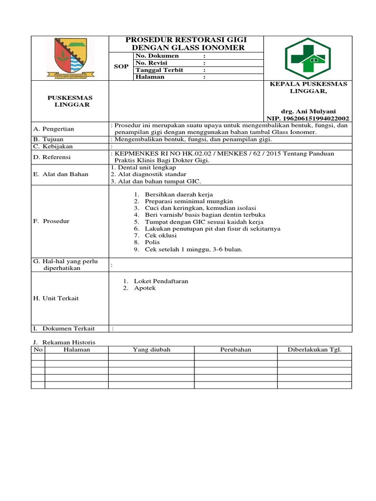 SOP Restorasi GIC | PDF