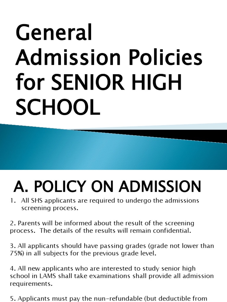 SHS Admission Policies | PDF
