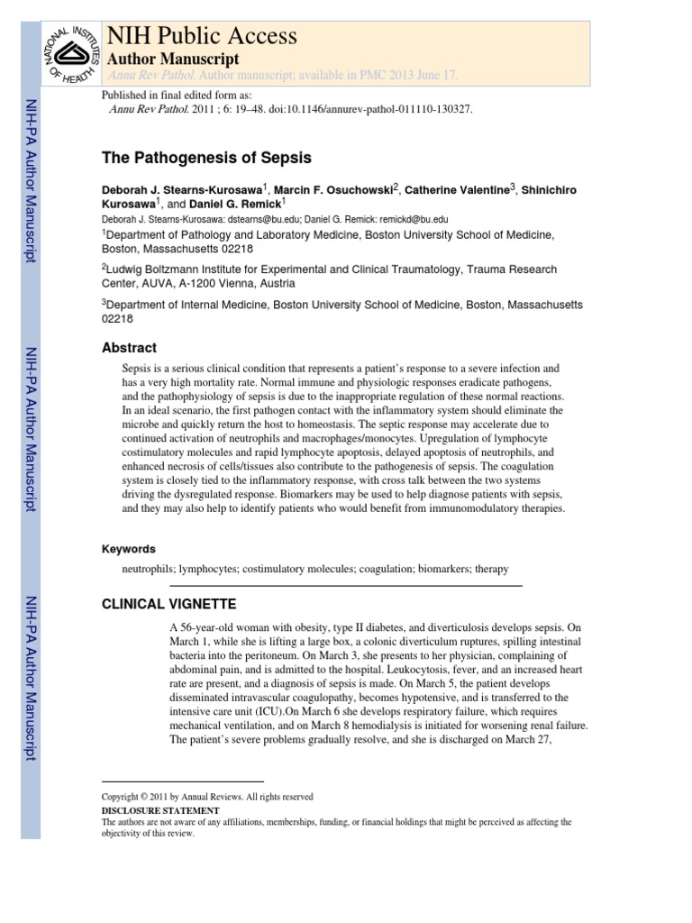 Ncbi Patogenesis Sepsis | PDF | Apoptosis | Necrosis