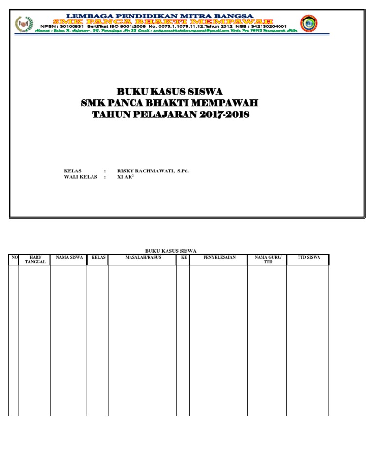 Buku Kasus Siswa Fix | PDF
