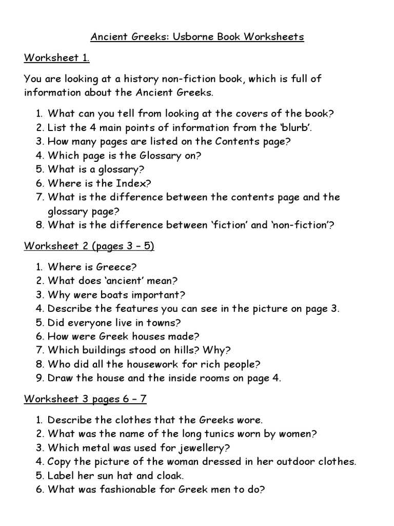 Ancient Greeks Usborne Worksheets | PDF | Athena