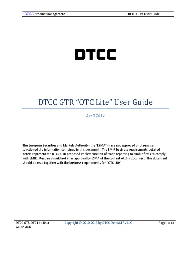 DTCC GTR Otc Lite | PDF | Over The Counter (Finance) | Derivative (Finance)