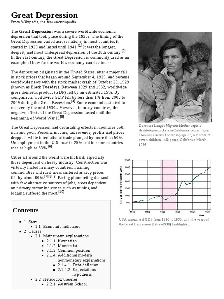 Great Depression | PDF | Great Depression | Deflation