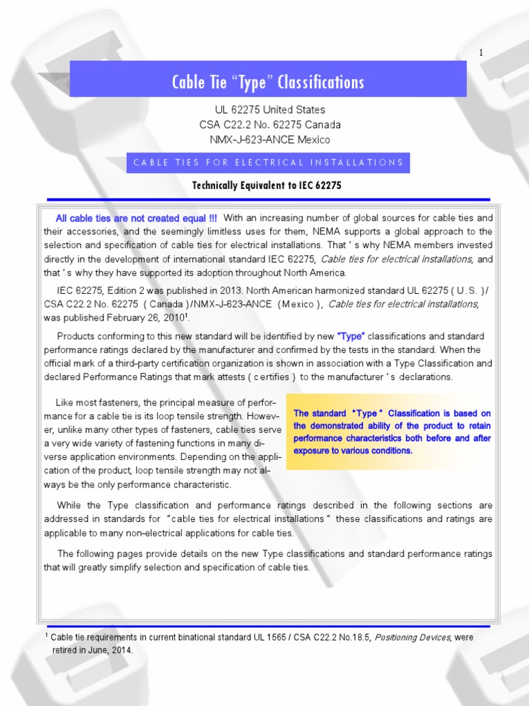 Cable Tie Type Classifications 2015-12-04 | PDF | Electrical Wiring ...