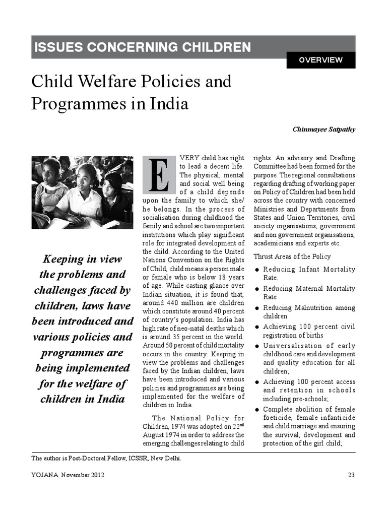Child Welfare Policies and Programs in India PDF | PDF | Child ...