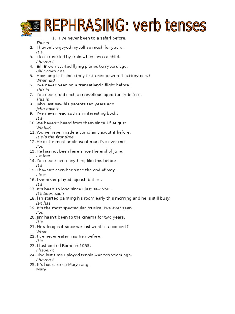 Tenses Rephrasing 2 | PDF