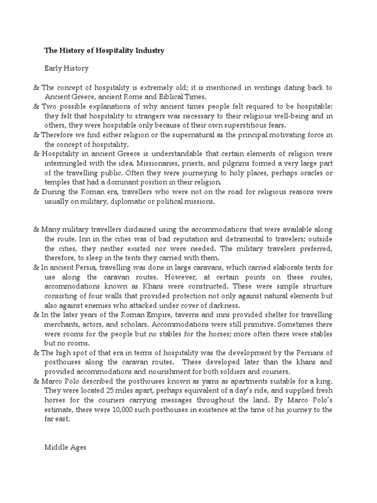 The History of Hospitality Industry | PDF | Inn | Stagecoach