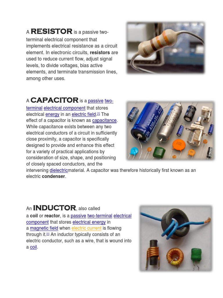 Resistor Capacitor Inductor Transistor Diode | PDF | Diode | Semiconductors