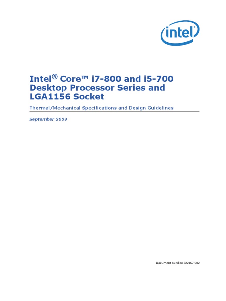 Intel® Core™ I7-800 and I5-700 Processor Series and LGA1156 Socket ...