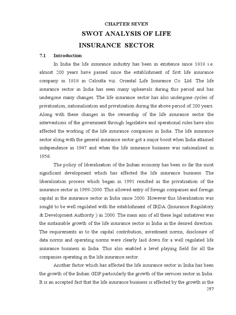13 Swot Analysis of Life Insurance Sector | Life Insurance | Insurance